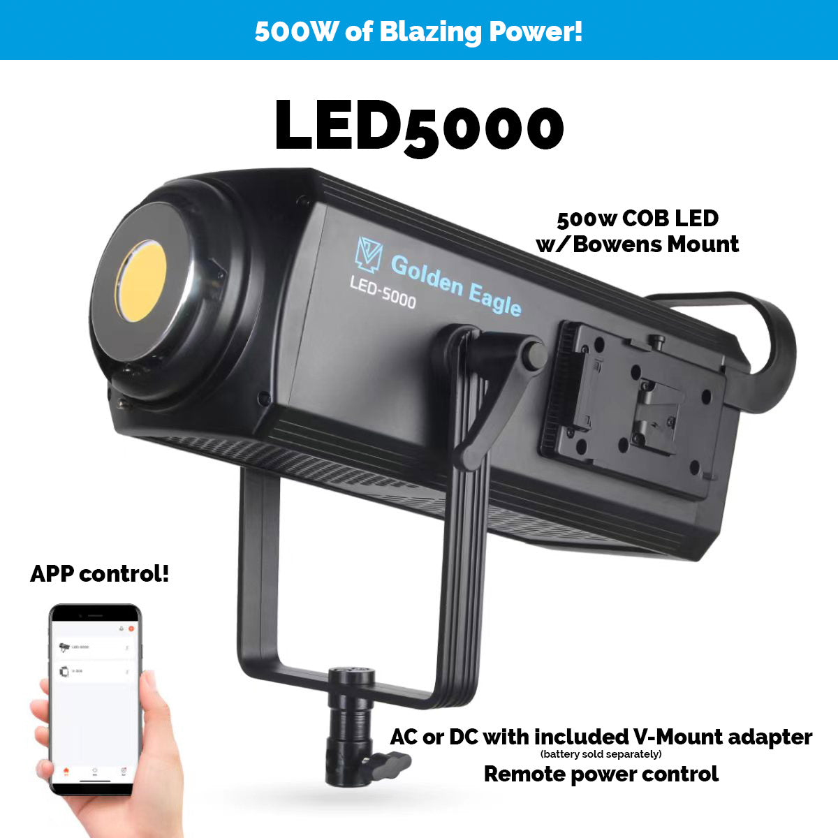 Golden Eagle LED-5000 500w COB Daylight LED – MoLight